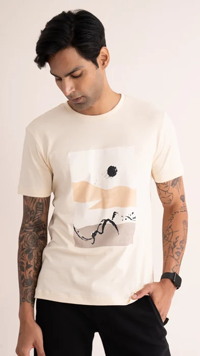 Mens Graphic T-shirt | Printed Tee Vanilla Cream - DaMENSCH