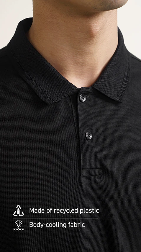 Men 2 Button Polo T-shirt Online - Jet Black | DaMENSCH