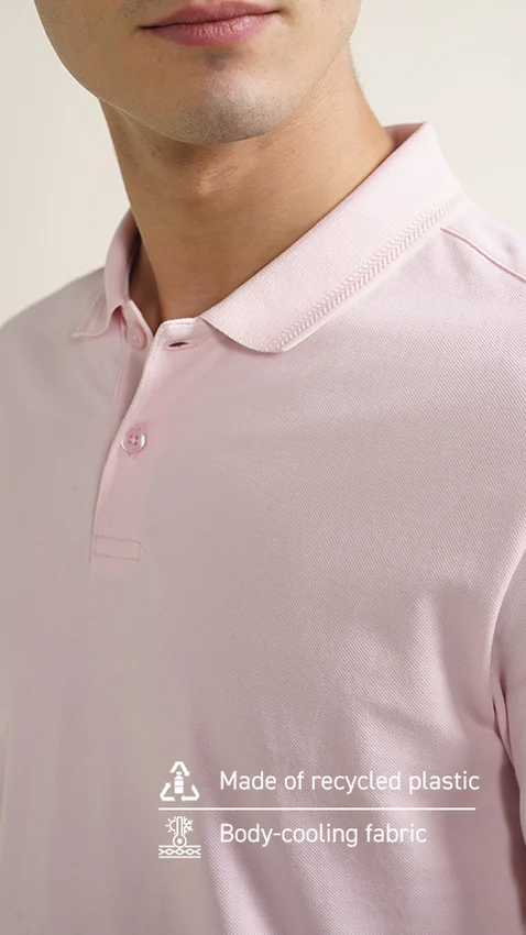 Men 2 Button Polo T-shirt Online - Powder Pink | DaMENSCH