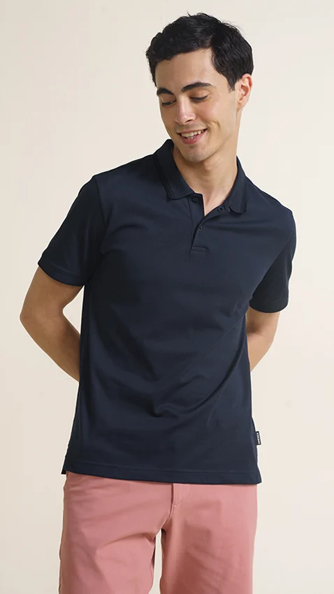 Buy Mens 2 Button Polo T-shirt True Navy Online | DaMENSCH