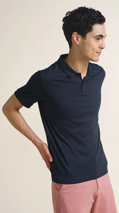 Buy Mens 2 Button Polo T-shirt True Navy Online | DaMENSCH