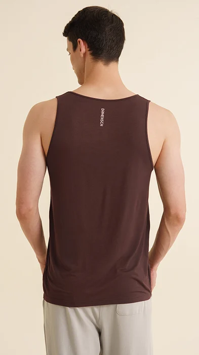 Mens Neo-Skin Round Neck Vest Bitter Chocolate | DaMENSCH