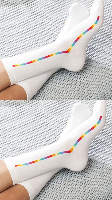 Aloe-Soft Calf Length Socks- Pride Steps White, Pride Steps White