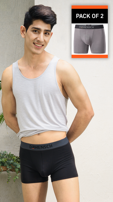 Mens Deo-Soft Trunks Klintt Black, Wilson Grey | DaMENSCH