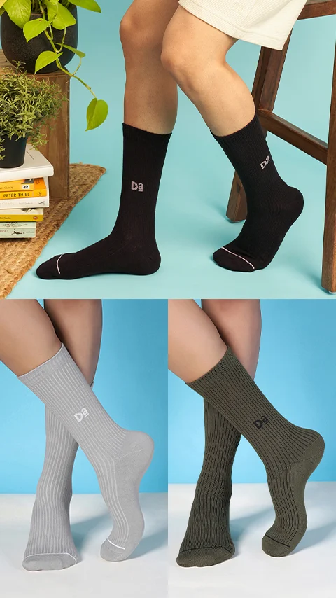 Mens Calf Length Socks Kick Black, Monolith Grey | DaMENSCH