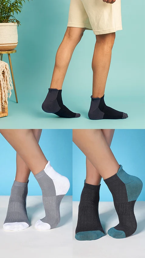 Mens Below Ankle Socks Kick Black, Starry Grey | DaMENSCH