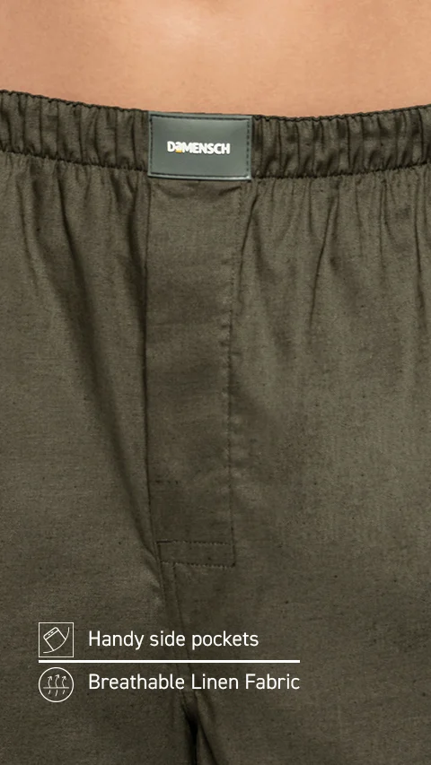 Mens Linen Boxer Shorts Fern Green Online | DaMENSCH