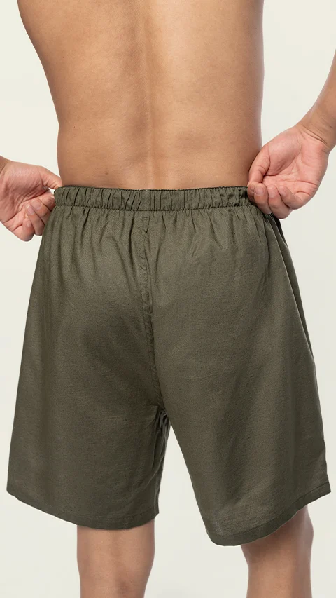 Mens Linen Boxer Shorts Fern Green Online | DaMENSCH