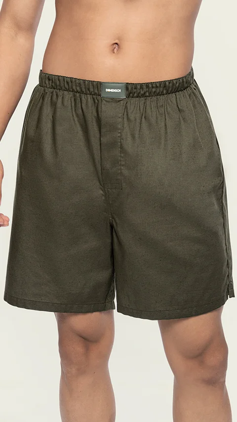 Mens Linen Boxer Shorts Fern Green Online | DaMENSCH