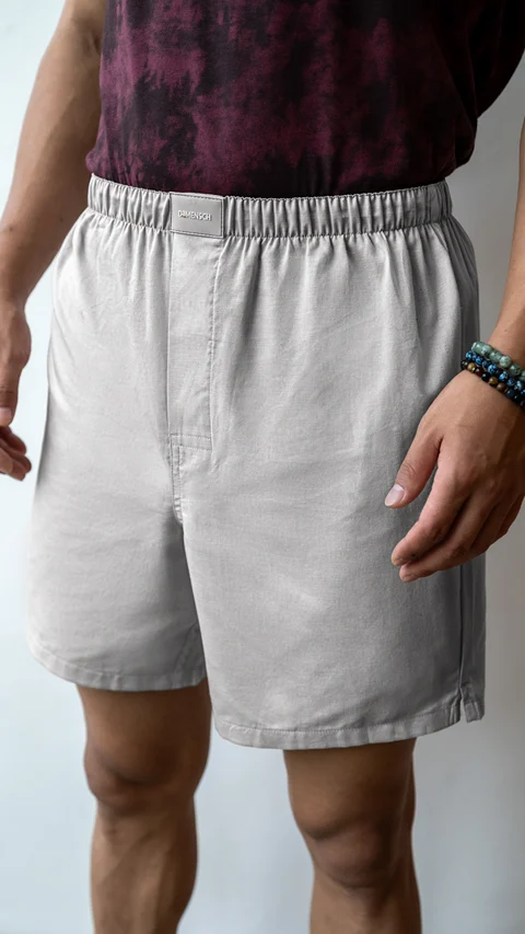 Mens Linen Boxer Shorts Mist Grey Online | DaMENSCH