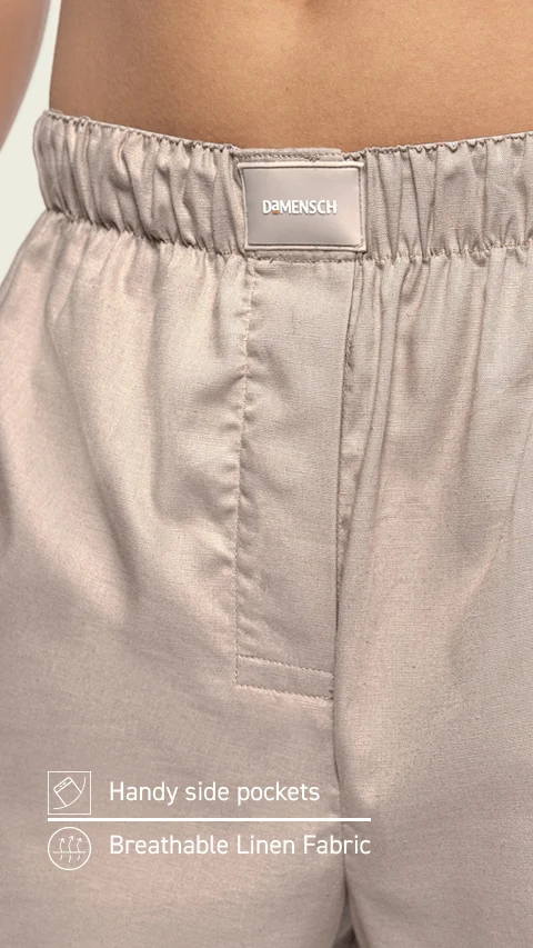 Mens Linen Boxer Shorts Sand Beige Online | DaMENSCH