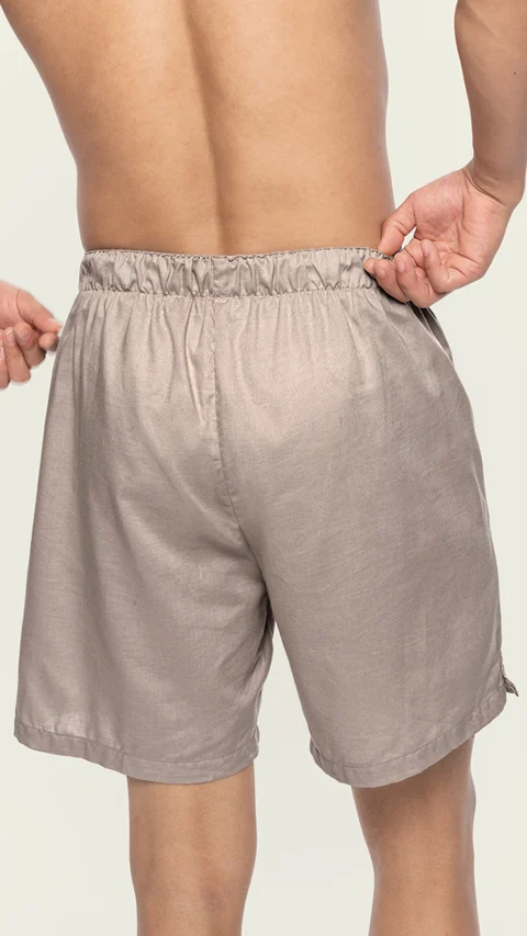Mens Linen Boxer Shorts Sand Beige Online | DaMENSCH
