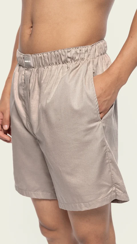 Mens Linen Boxer Shorts Sand Beige Online | DaMENSCH