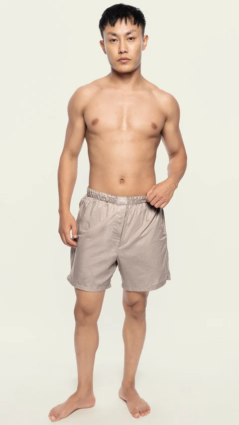 Mens Linen Boxer Shorts Sand Beige Online | DaMENSCH