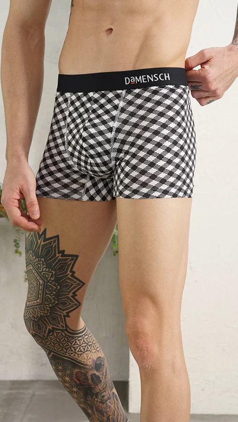 Deo-Soft Trunk Underwear | Trunk Black Check Mate - DaMENSCH