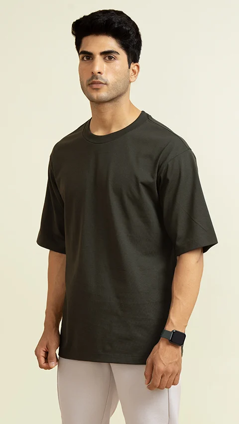 Buy Olive Green Oversized Tshirts For Mens | DaMENSCH