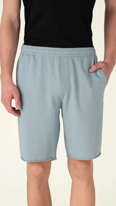 Mens Statement Raw Edge Shorts Stone Blue | DaMENSCH