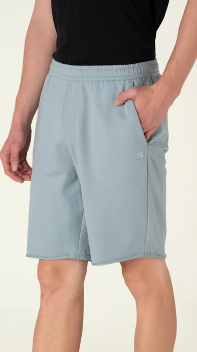 Mens Statement Raw Edge Shorts Stone Blue | DaMENSCH