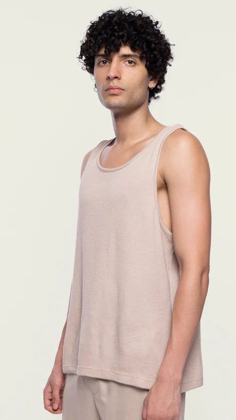 Men Waffle Tank Top Vanilla Cream Online At DaMENSCH