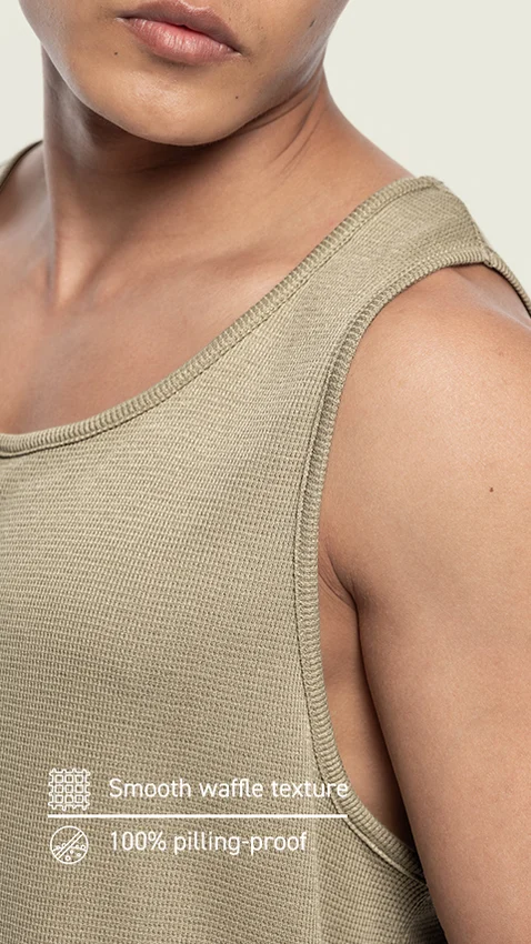 Men Waffle Tank Top Willow Green Online At DaMENSCH
