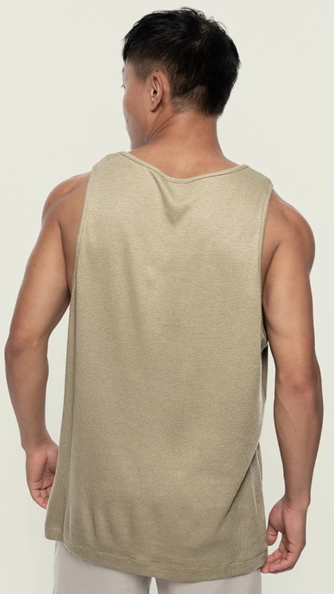 Men Waffle Tank Top Willow Green Online At DaMENSCH